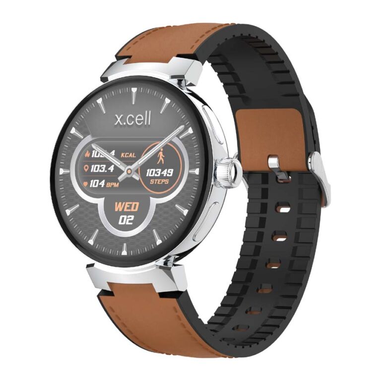 Elite 3 Smart Watch Brown Leather Strap – X.Cell